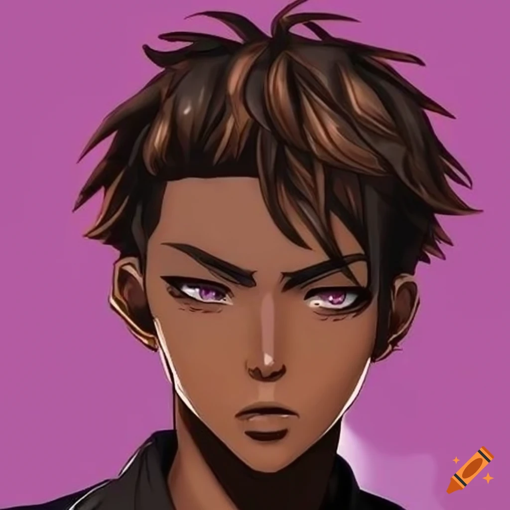 Japanese Anime Inspired Male Character With Dark Brown Skin On Craiyon