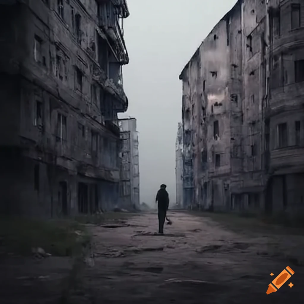 Urban landscape with towering concrete slums in russia on Craiyon