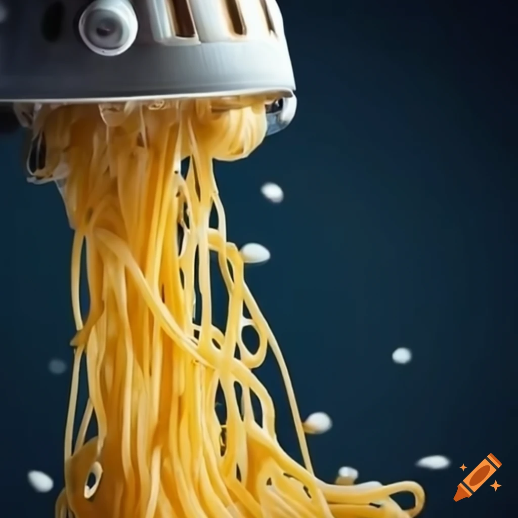 Astronaut cooking pasta in zero gravity on Craiyon