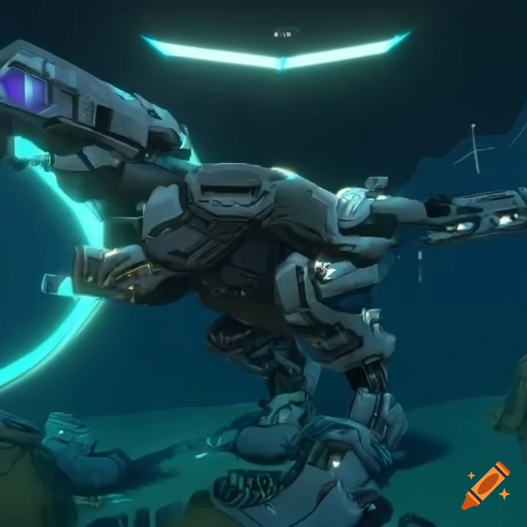 Sleek and powerful mech suit in the subnautica series on Craiyon