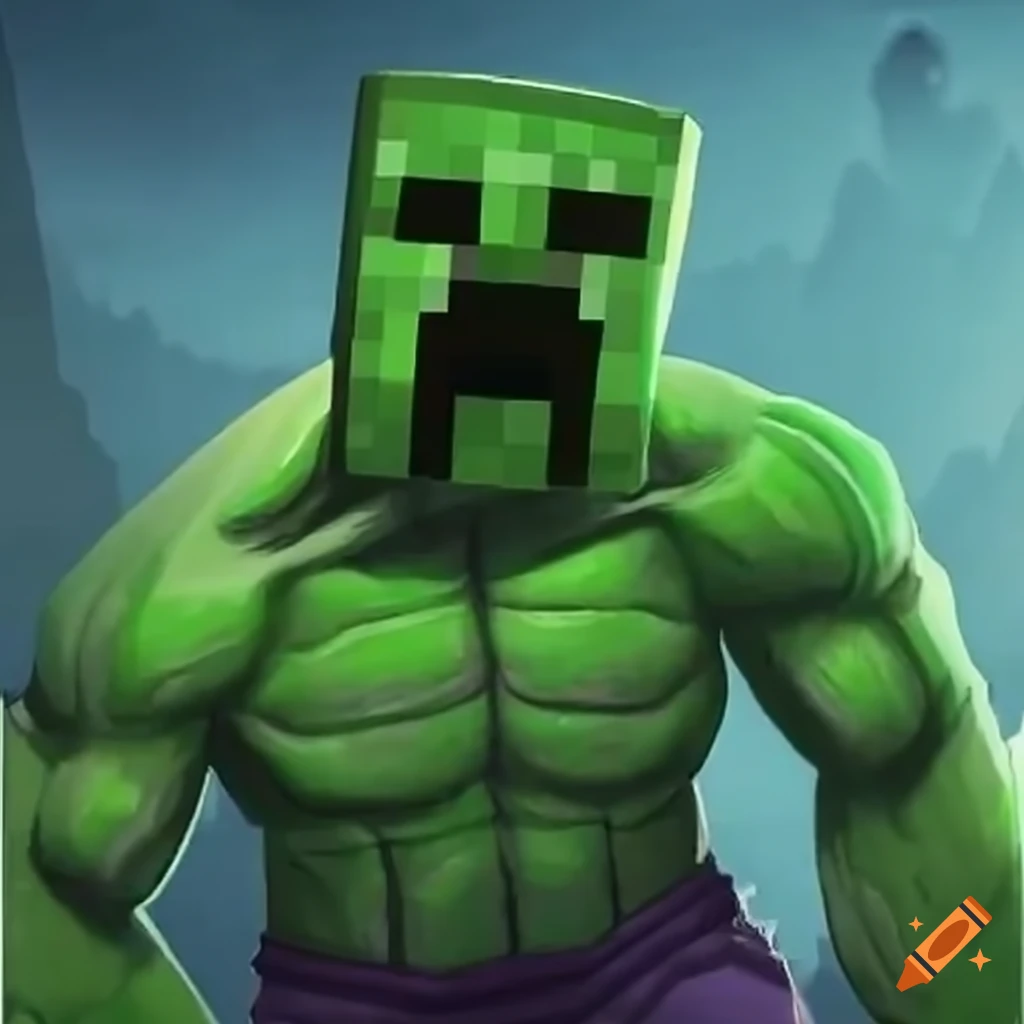 The creeper hulk - fusion of marvel's hulk and minecraft's creeper on ...