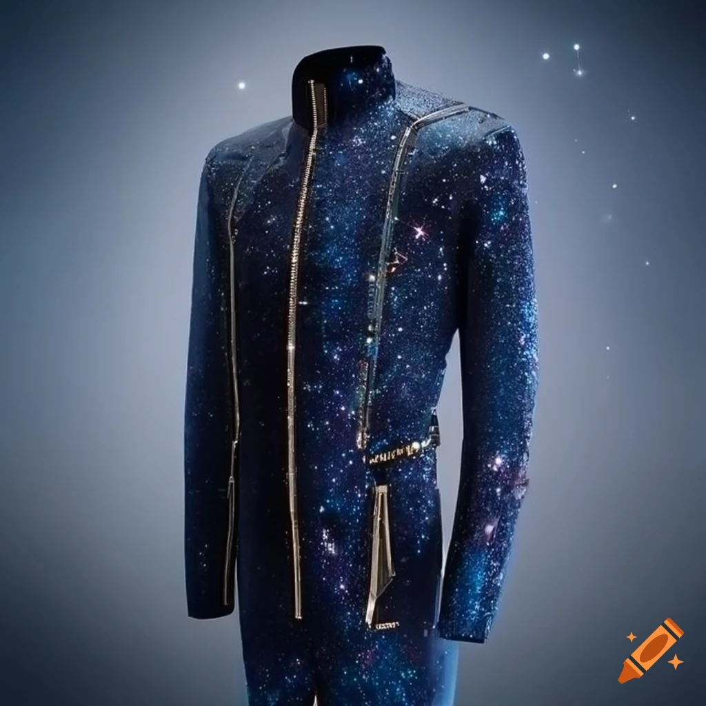 Fantasy fabric suit made of galaxies on Craiyon