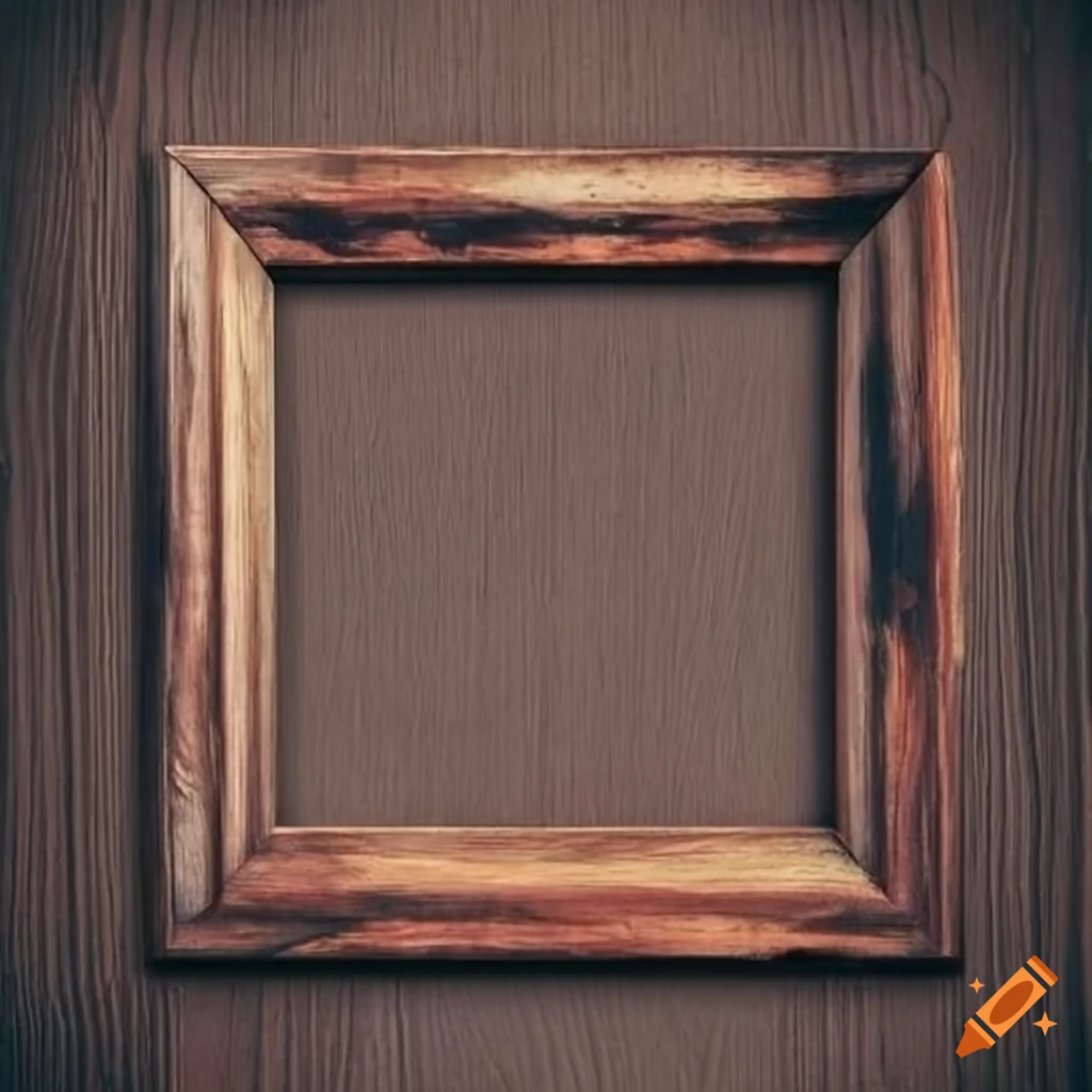 Square wood frame antique with high contrast and grain lines on Craiyon