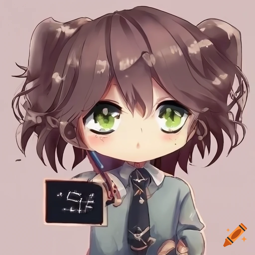 Anime chibi with a sign on Craiyon