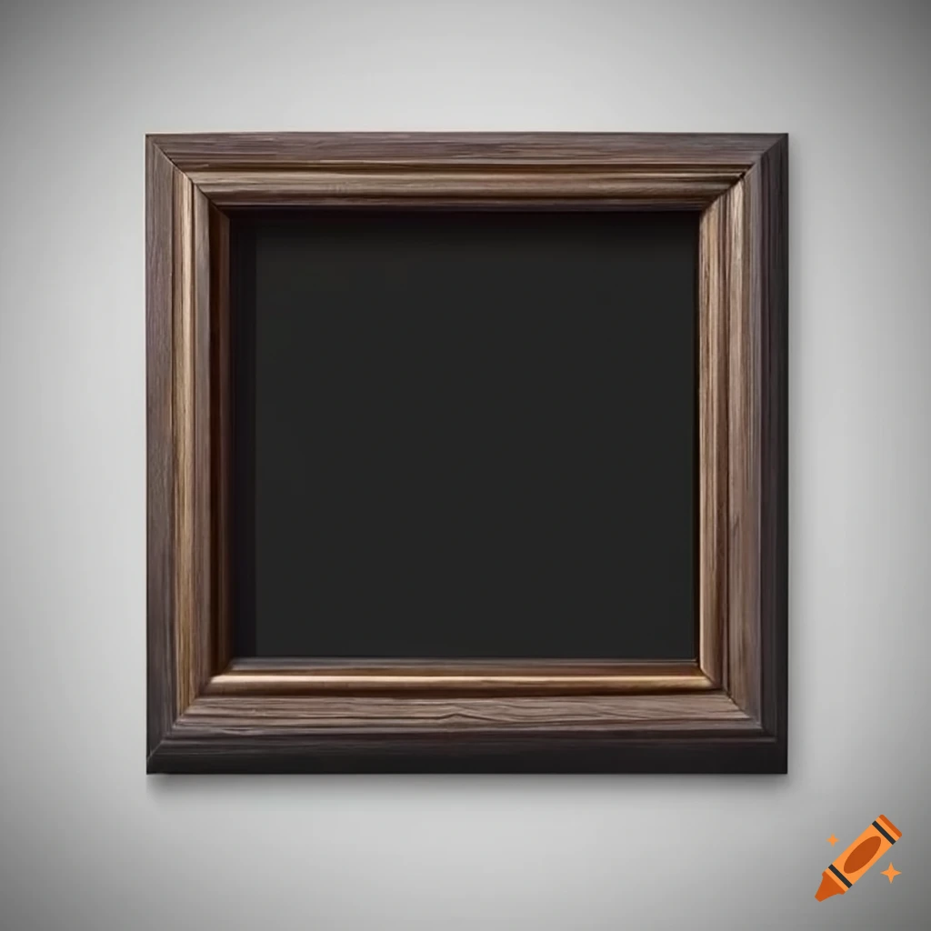 Square antique wood frame with high contrast on Craiyon