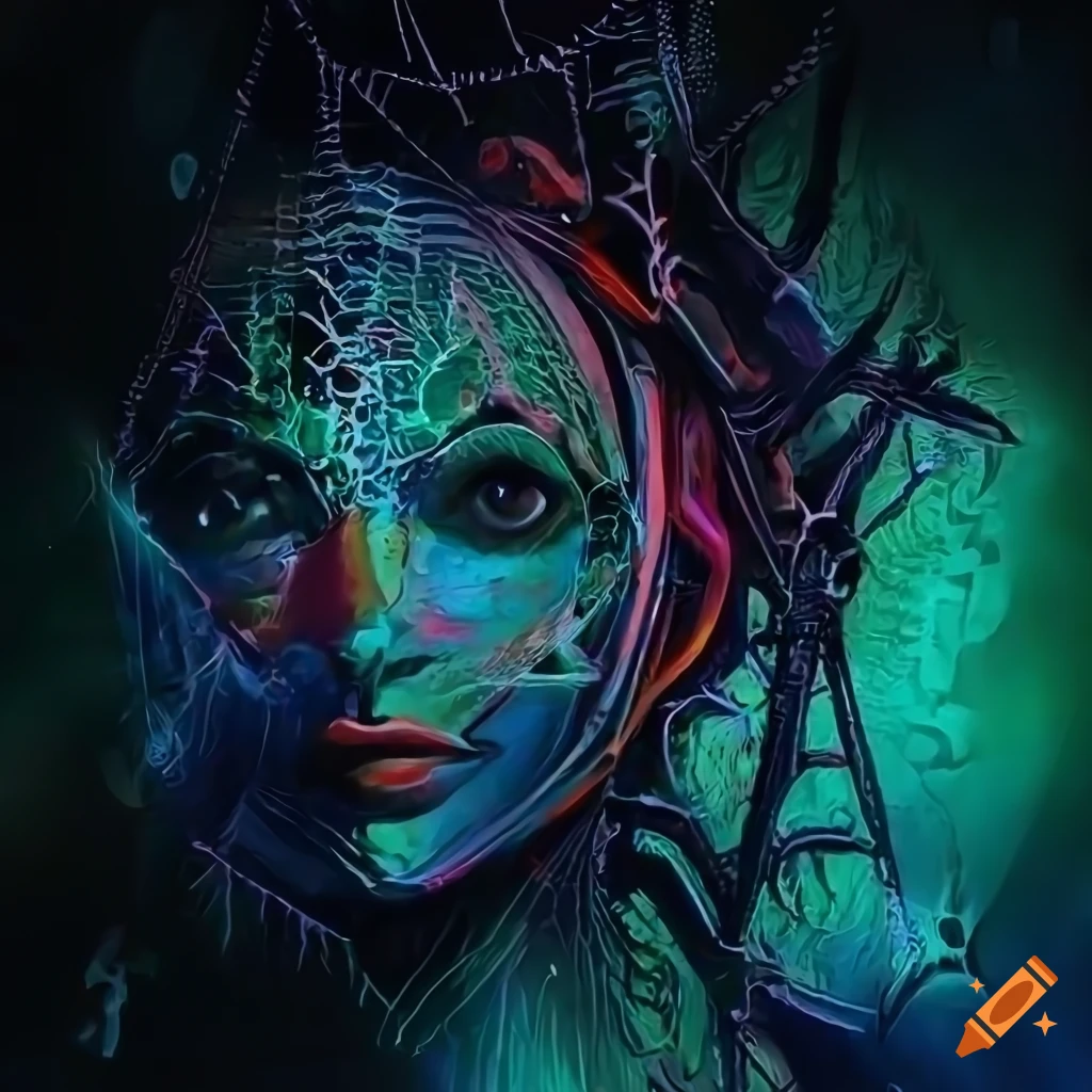 Compass on crystal spider web in muted colors on Craiyon