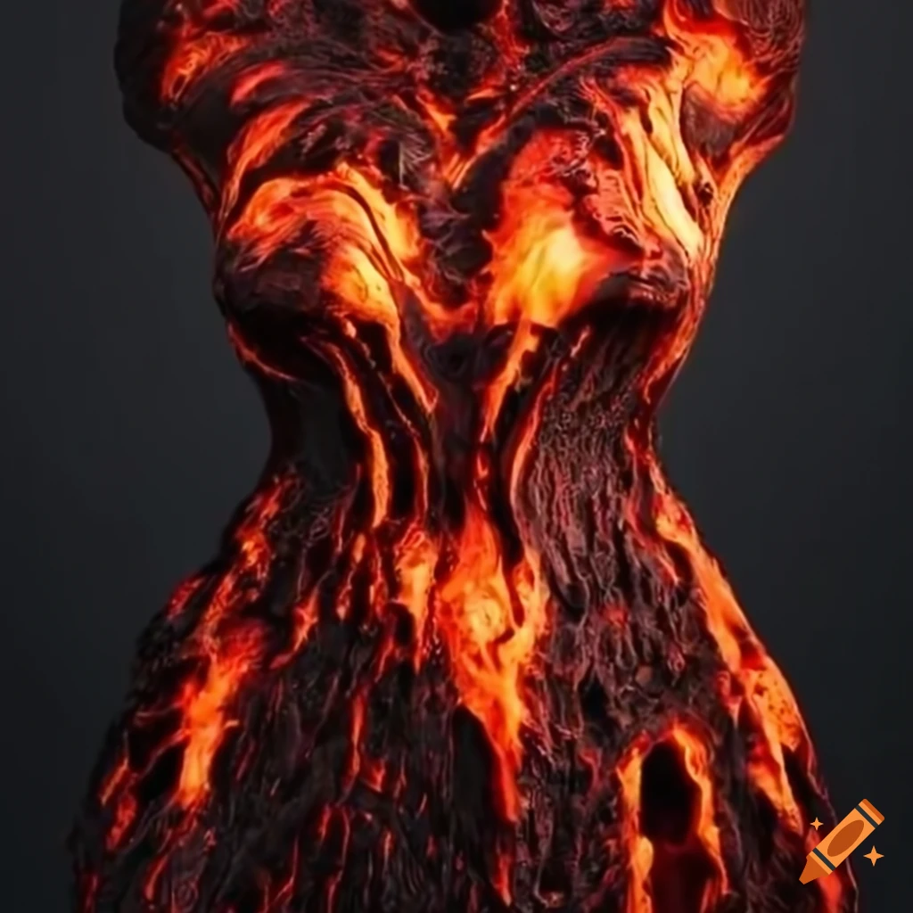 Dress made of lava, artistic composition on Craiyon