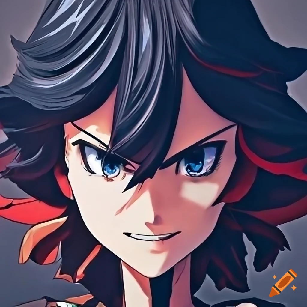 Portrait of ryuko matoi with a playful smile on Craiyon