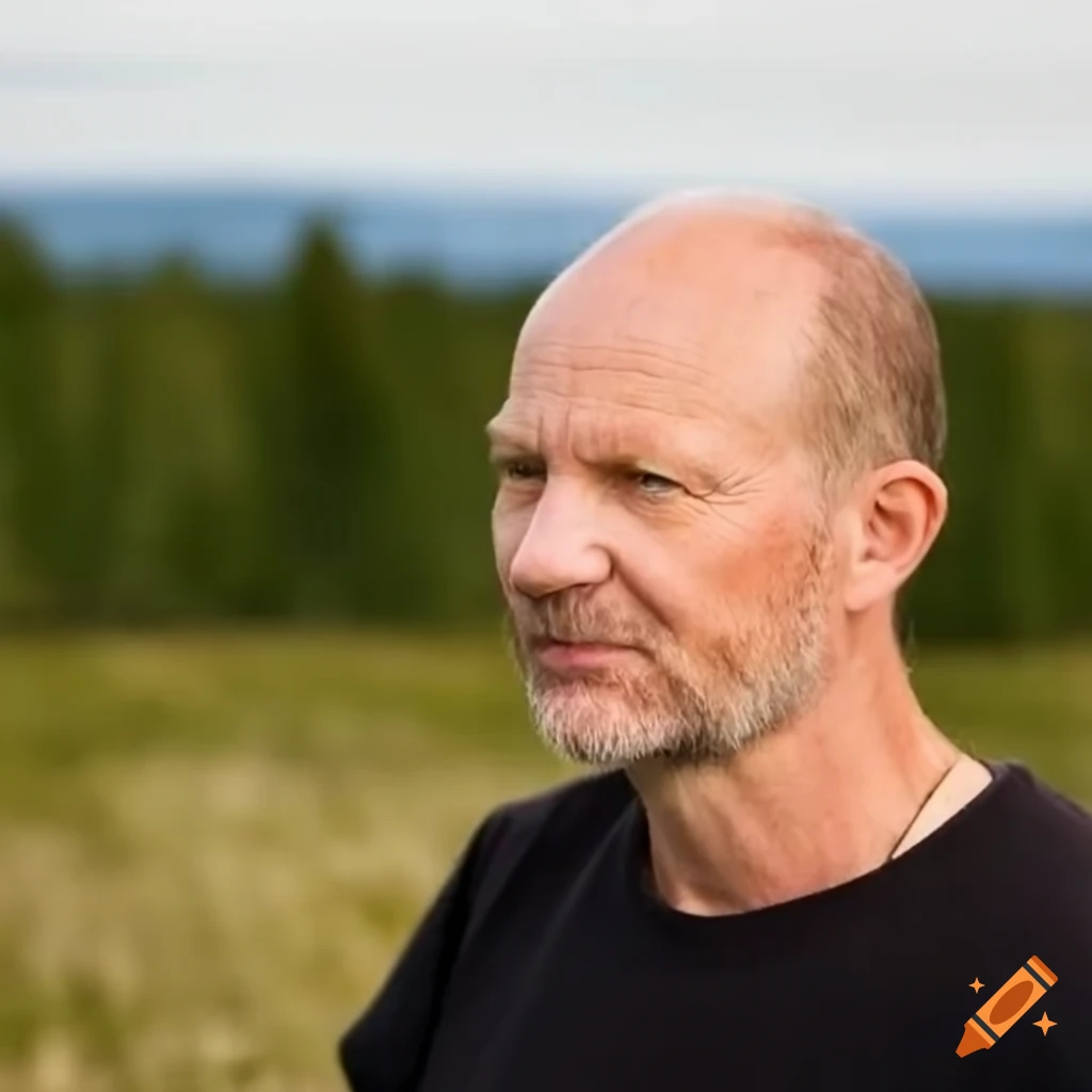 Middle-aged swedish man posing in nature on Craiyon