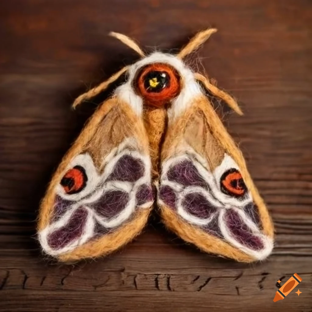 Felted wool royal moth with ornate clothing in the cicada kingdom on ...