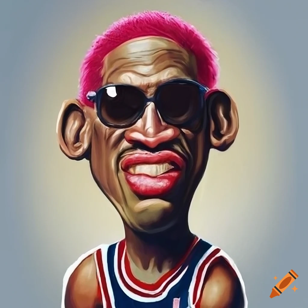 Caricature of dennis rodman on Craiyon