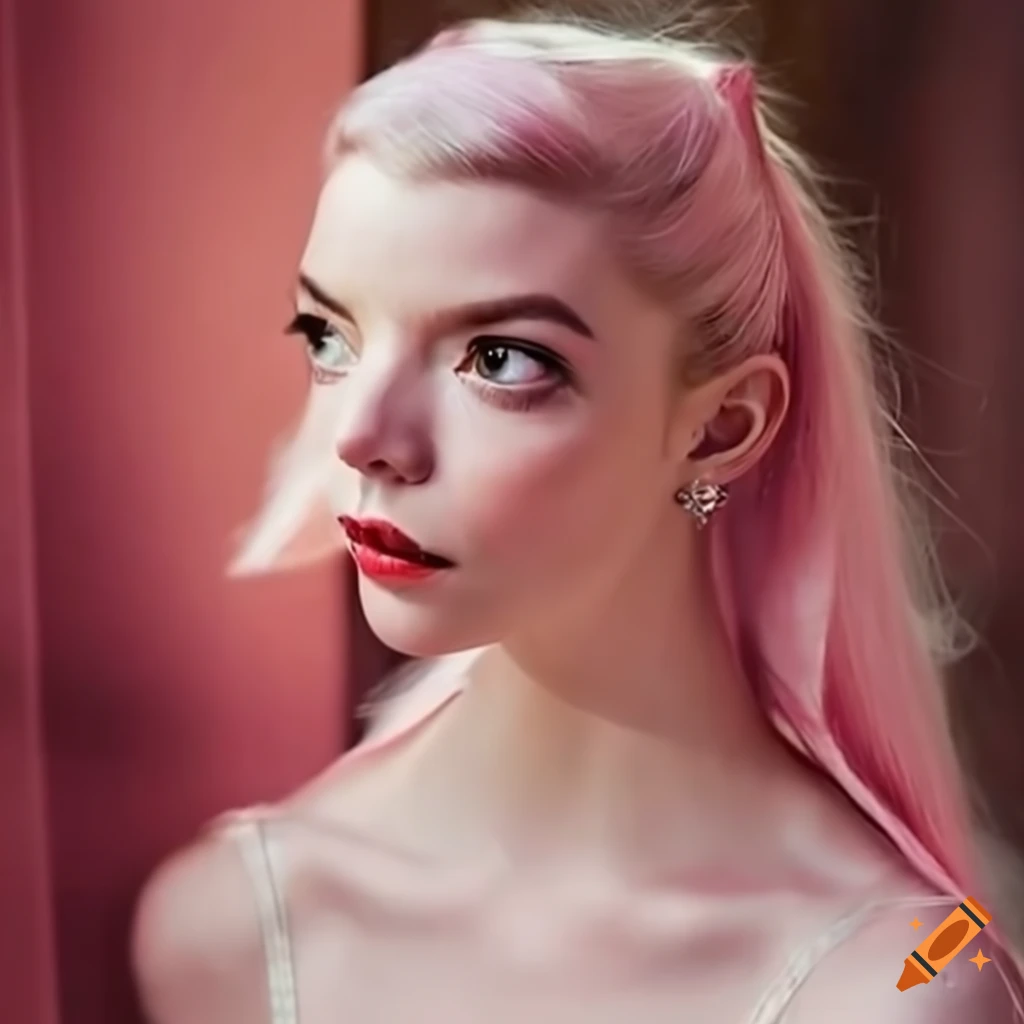 A woman in a pink satiny dress enjoying the sun on Craiyon