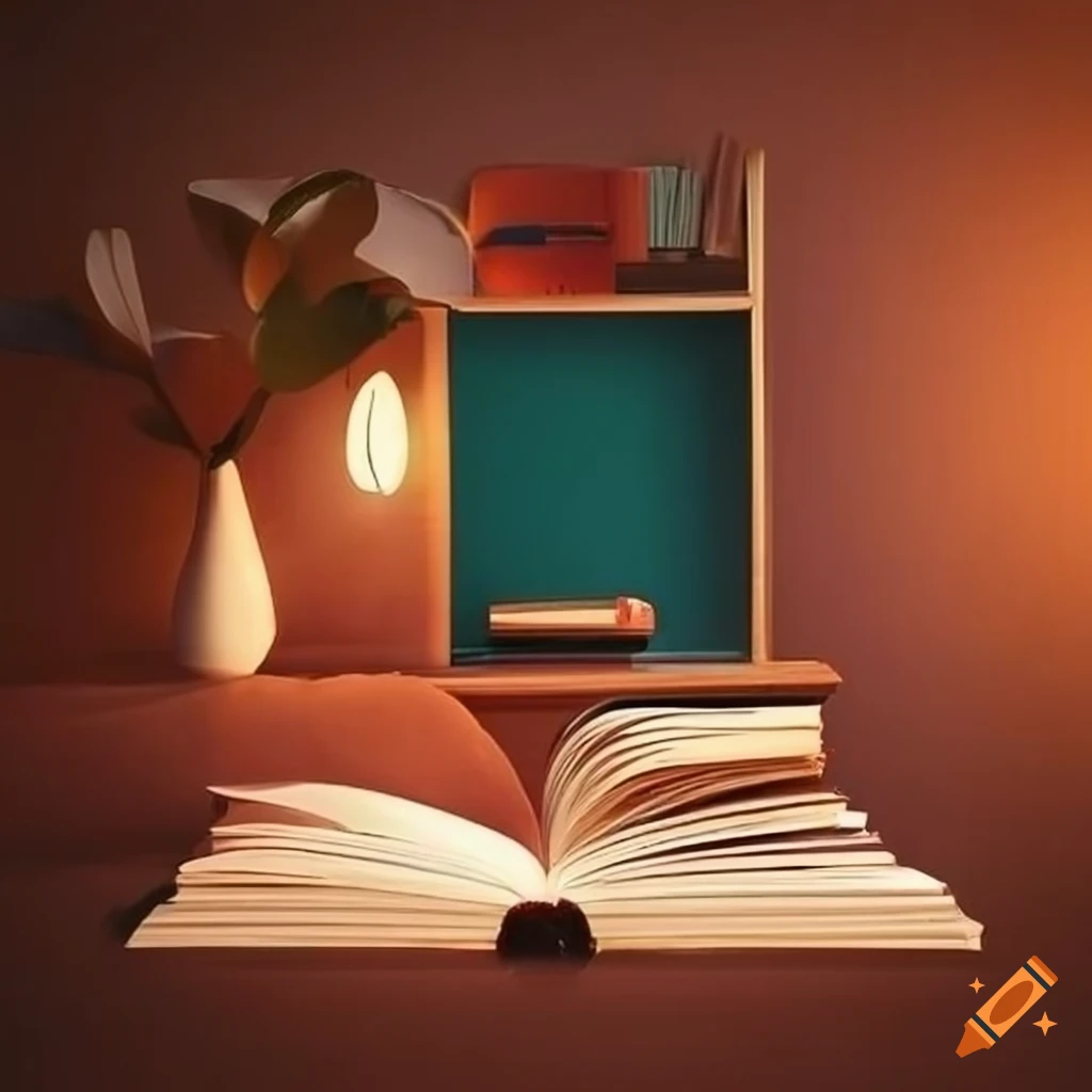 Neat and tidy book case filled with colorful books illuminated by ...