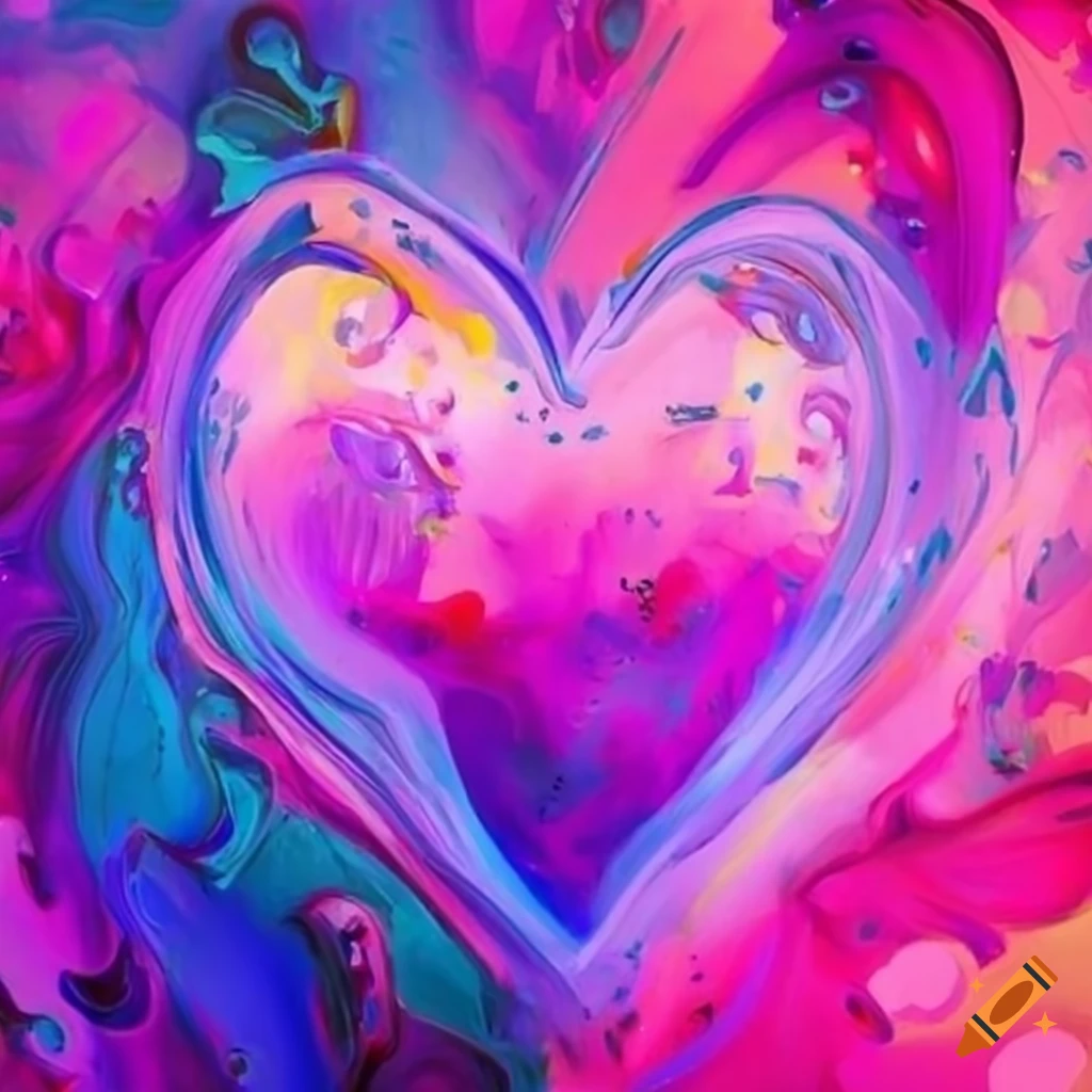 Whimsical abstract heart design in shades of pink on Craiyon
