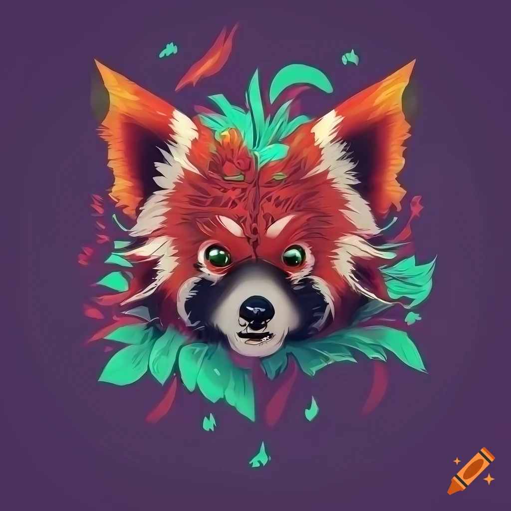 Fantastical heavily-stylized Red Panda character with intricate tattoos ...