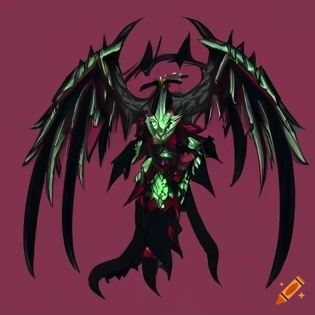 Eldritch badger raven hannya demon with raven wings and deer-like ...