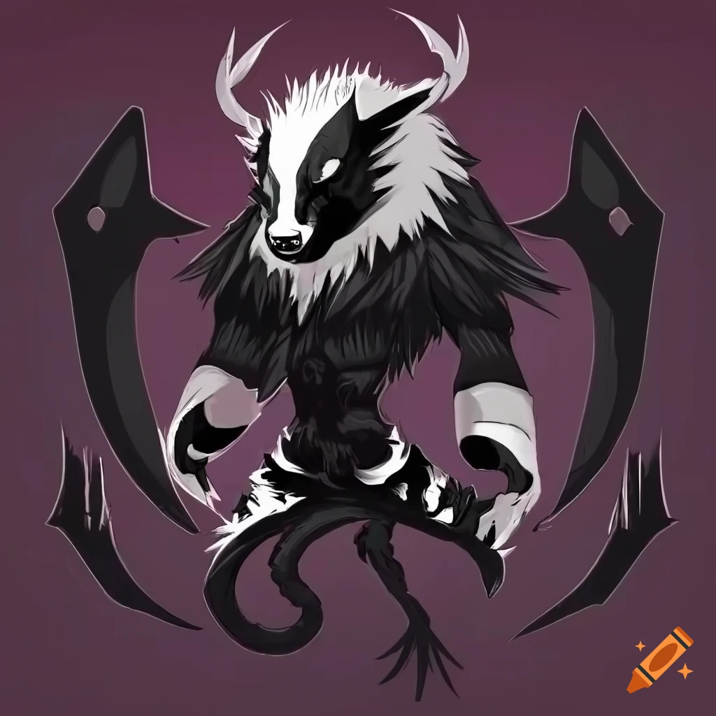 Fantastical eldritch gothic European Badger Raven Demon Hybrid with ...