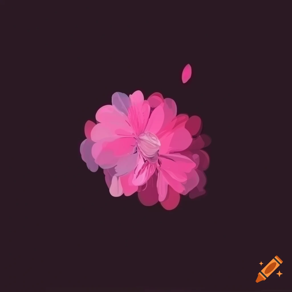 Minimalistic pink flora and flowers icon on black background on Craiyon