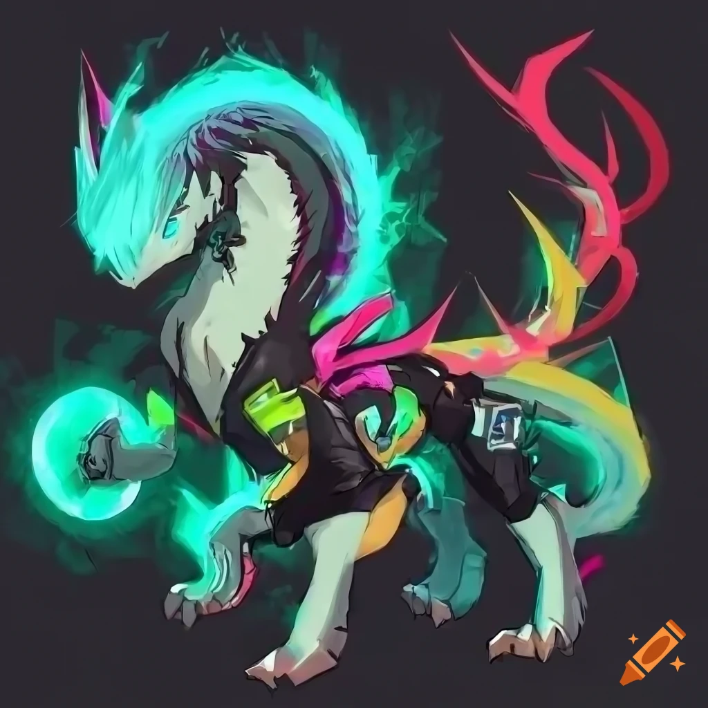 Heavily stylized action-packed animal hybrid character in futuristic ...