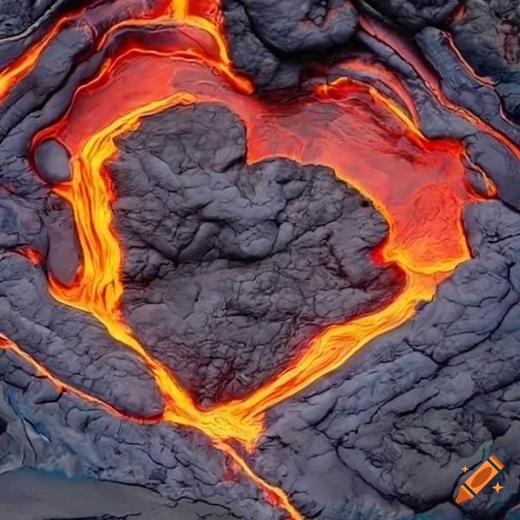 Volcano eruption in the shape of a heart on Craiyon