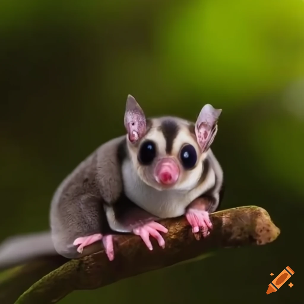 Sugar gliders gracefully soaring in a forest full of trees on Craiyon