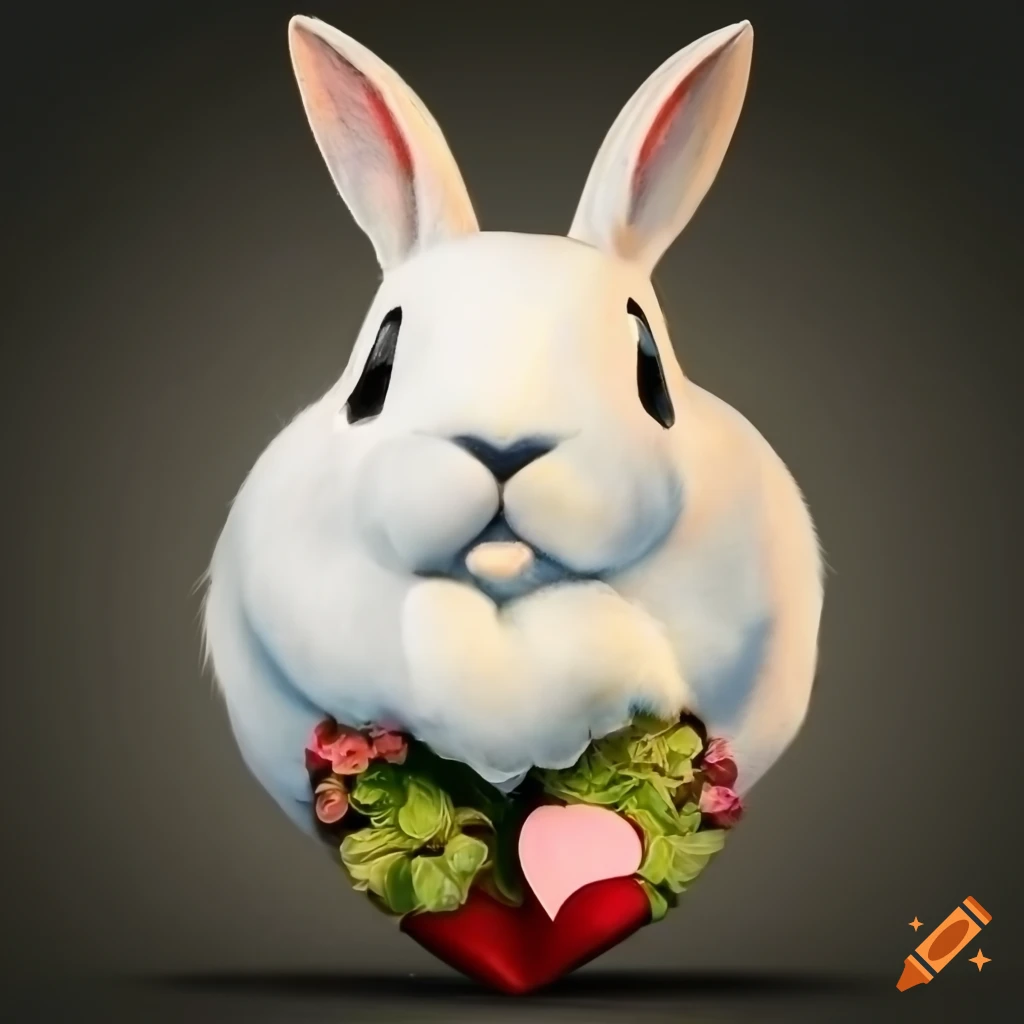 Bunny holding a heart on Craiyon