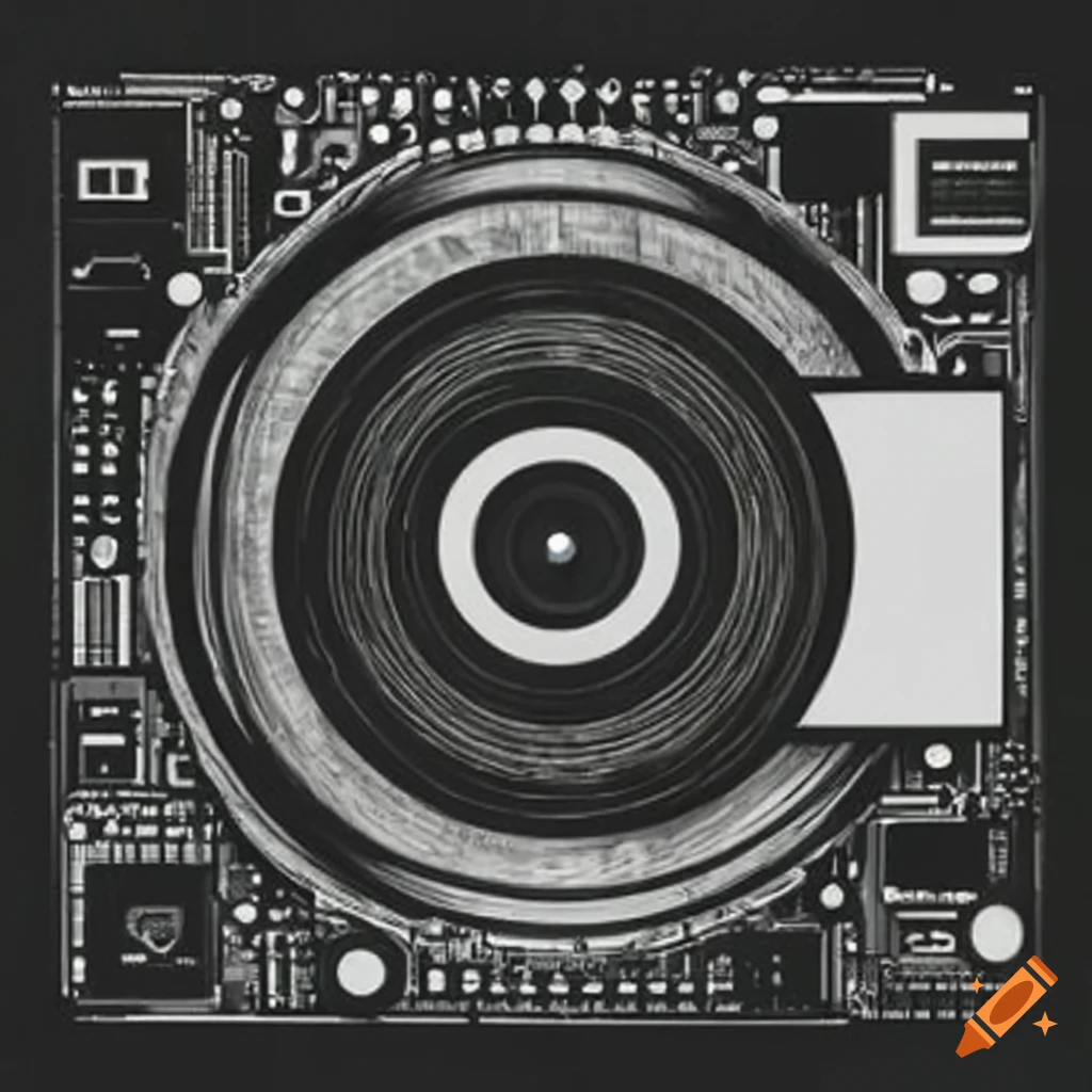 Retro vinyl record with motherboard design on Craiyon