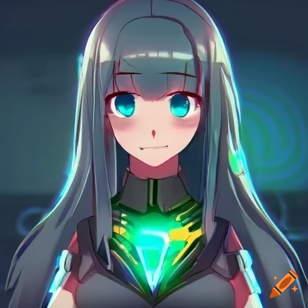 Attractive computer hacker waifu oc ready for a heist on Craiyon