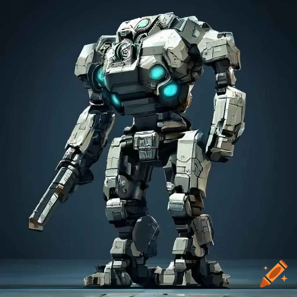 Large multi-environment mech with spotlights on Craiyon