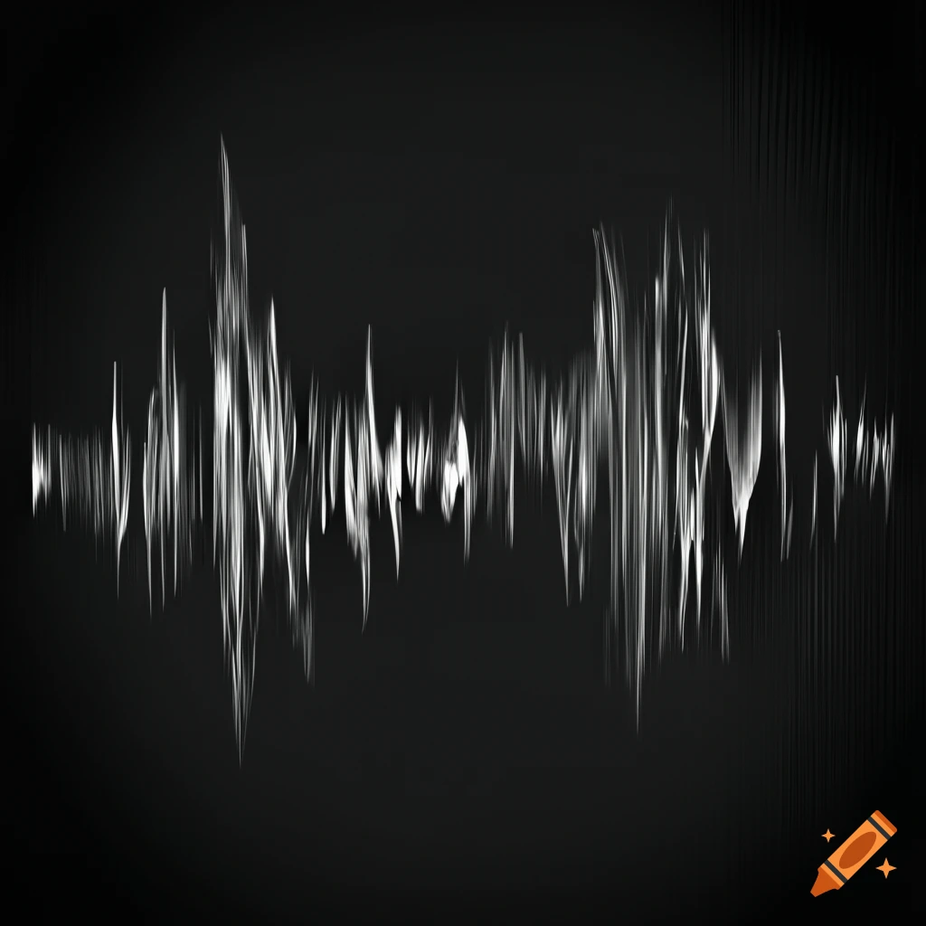 Silver sound waves on black background on Craiyon