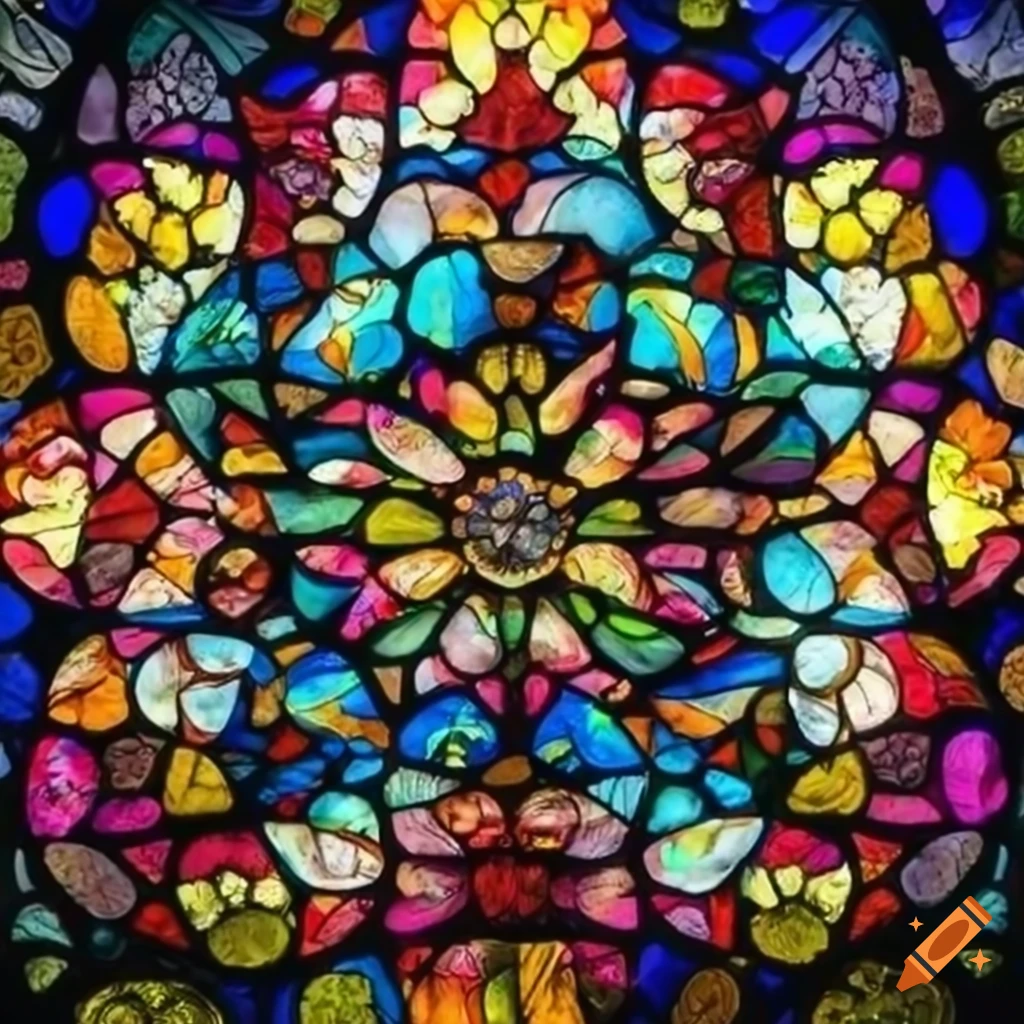 Stunning floral stained glass masterpiece on Craiyon