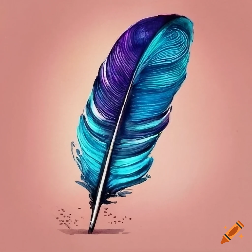 Stylized quill pen in watercolor showcasing elegance and artistic ...