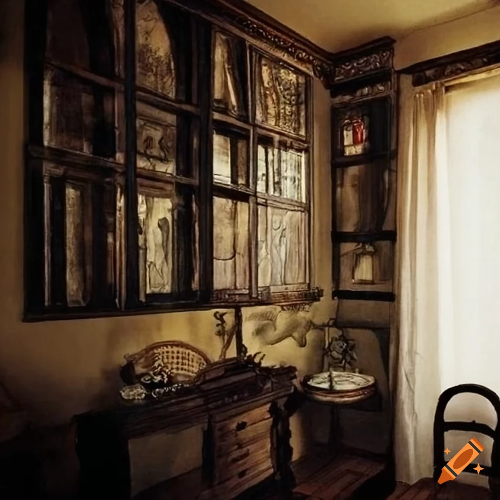 Illustration of a house interior by arthur rackham on Craiyon