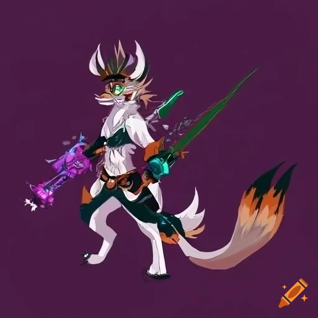Fantastical animal hybrid fursona character in gearpunk-style leather ...