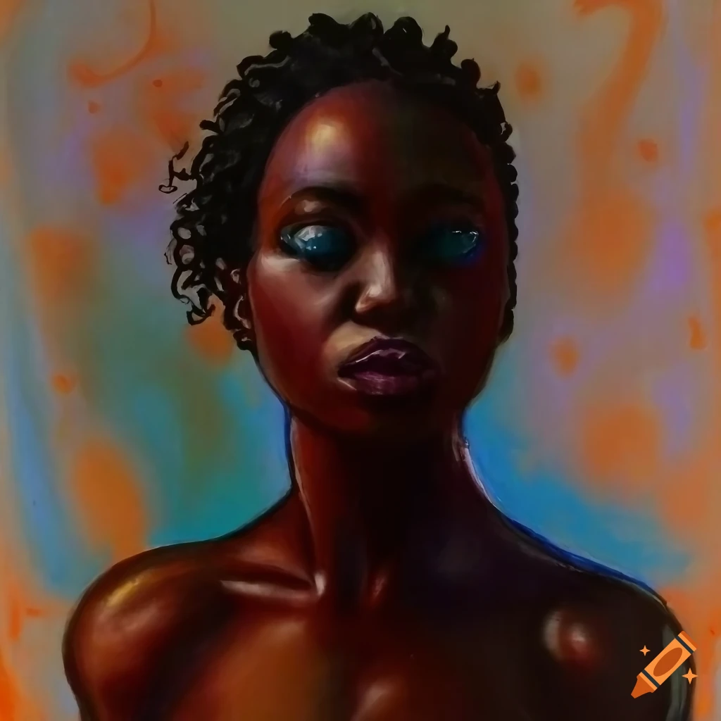 Full body sketch of a beautiful african elf in tenebrist style with ...