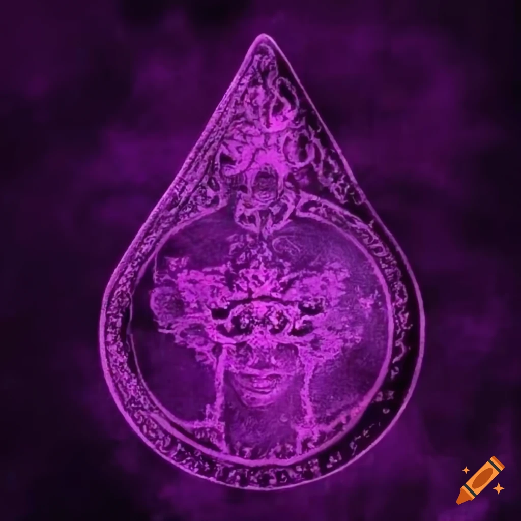 Sigil of ishtar in deep purple on black velvet background on Craiyon