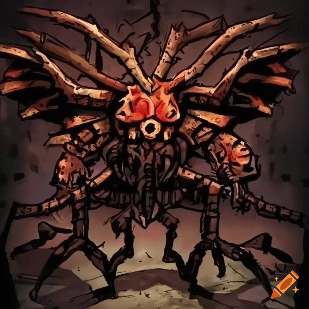 Illustration of a multi-legged insect in the dark fantasy setting of Darkest Dungeon on Craiyon