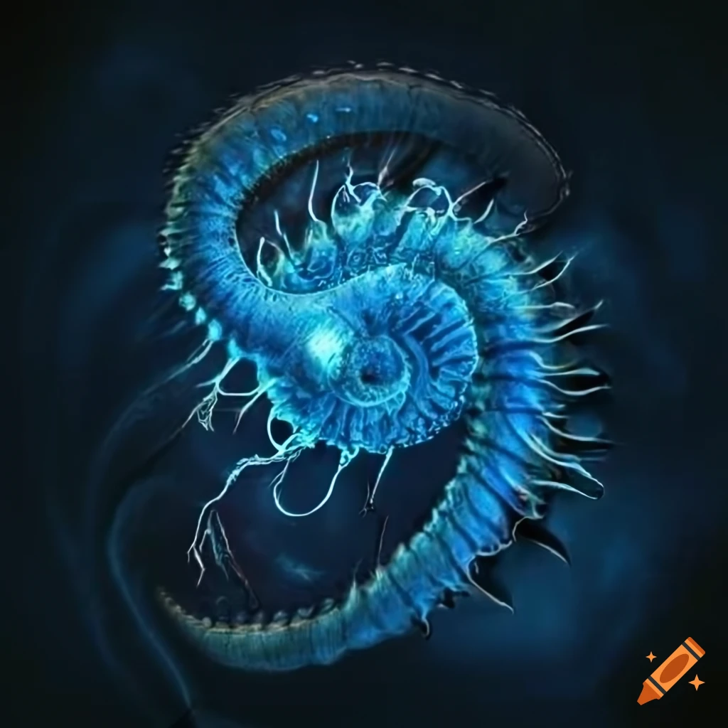 Sigil of Leviathan in blue on black background on Craiyon