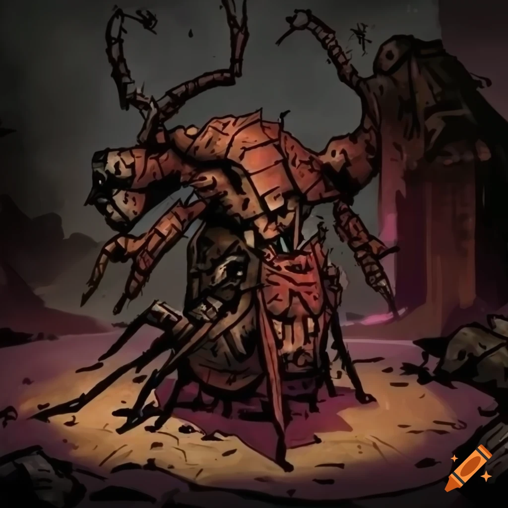 Multi-legged insect in the dark fantasy setting of darkest dungeon on Craiyon