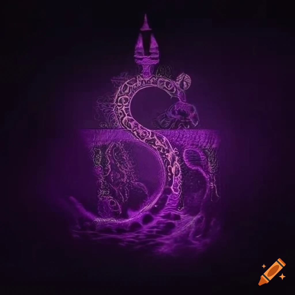 Sigil of ishtar in deep purple on black velvet background on Craiyon