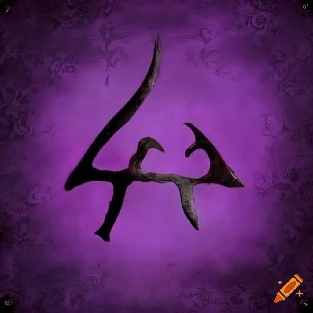 Sigil of ishtar on deep purple seeping into black velvet background on ...