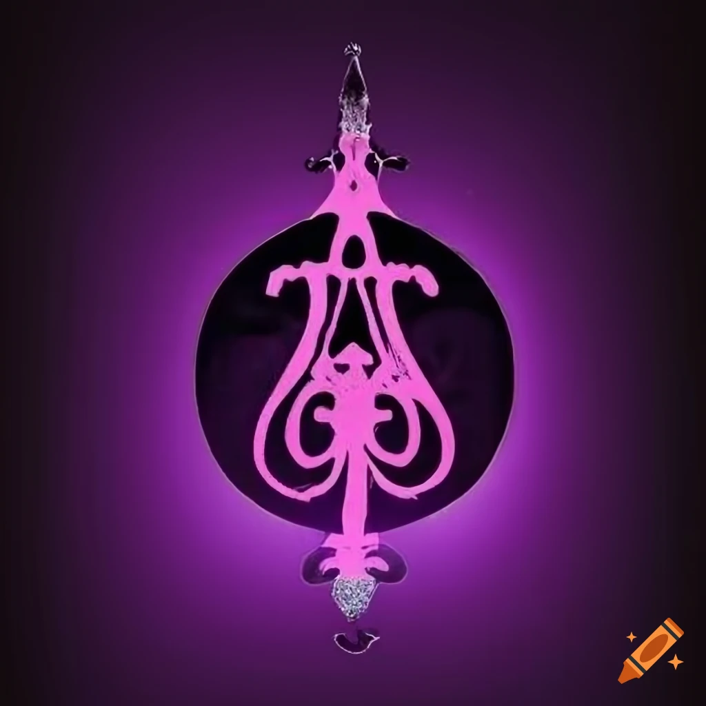 Sigil of ishtar in deep purple on black velvet background on Craiyon