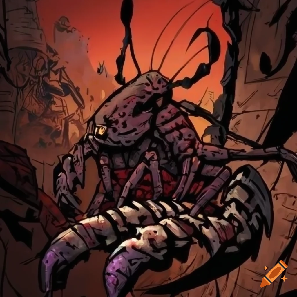 Illustration of a multi-legged insect lobster in a dark fantasy setting ...