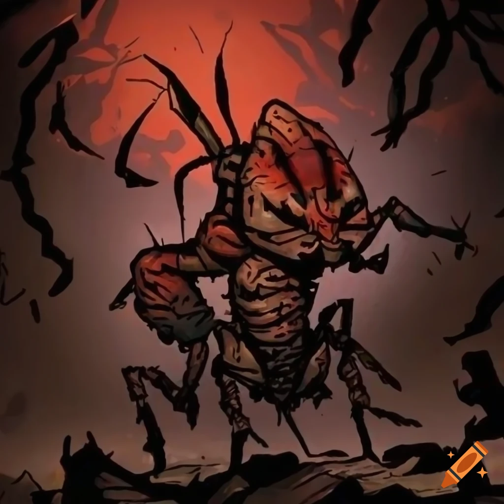 Illustration of a multi-legged lobster insect ant in a dark fantasy ...