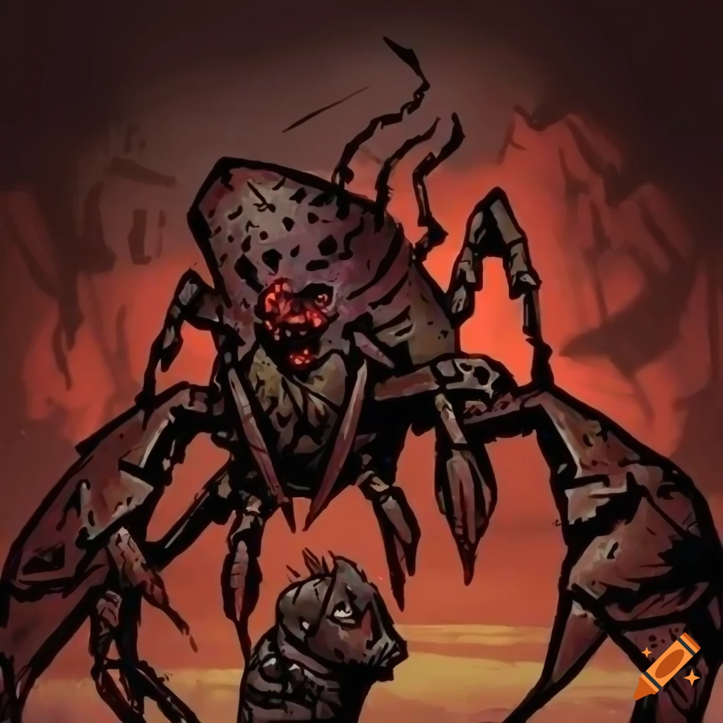 Illustration of a multi-legged lobster insect ant in a dark fantasy ...