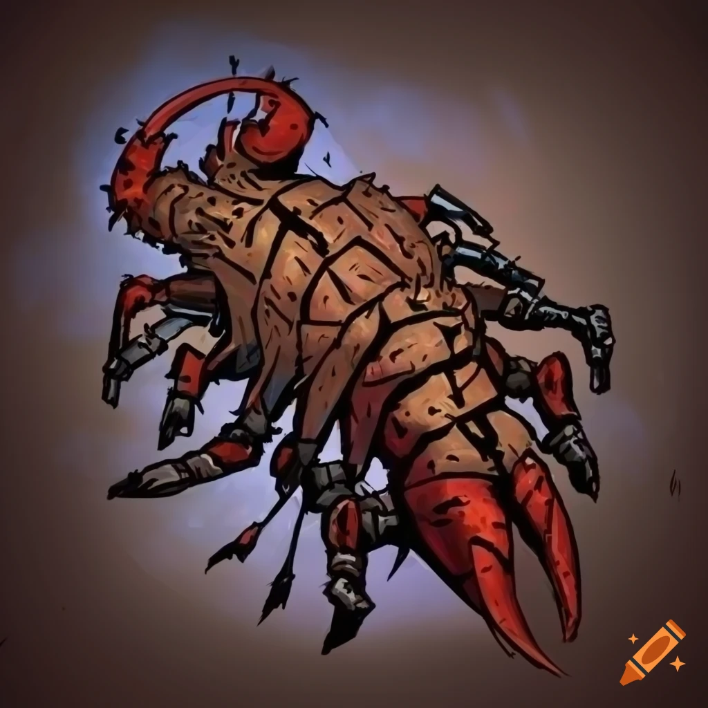 Multi-legged lobster insect in a dark fantasy setting on Craiyon