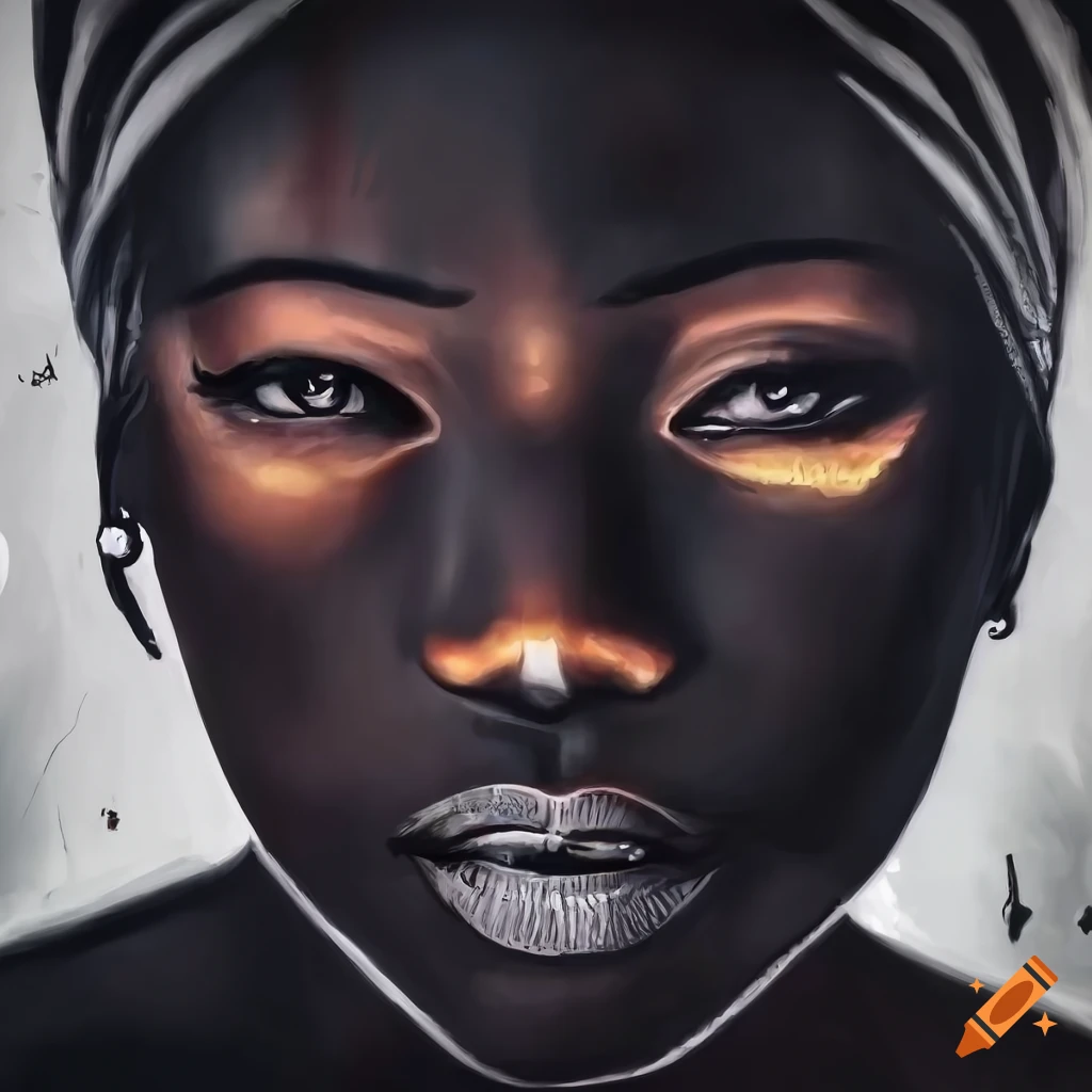 African female elf in full body, tenebrism style with captivating glow ...