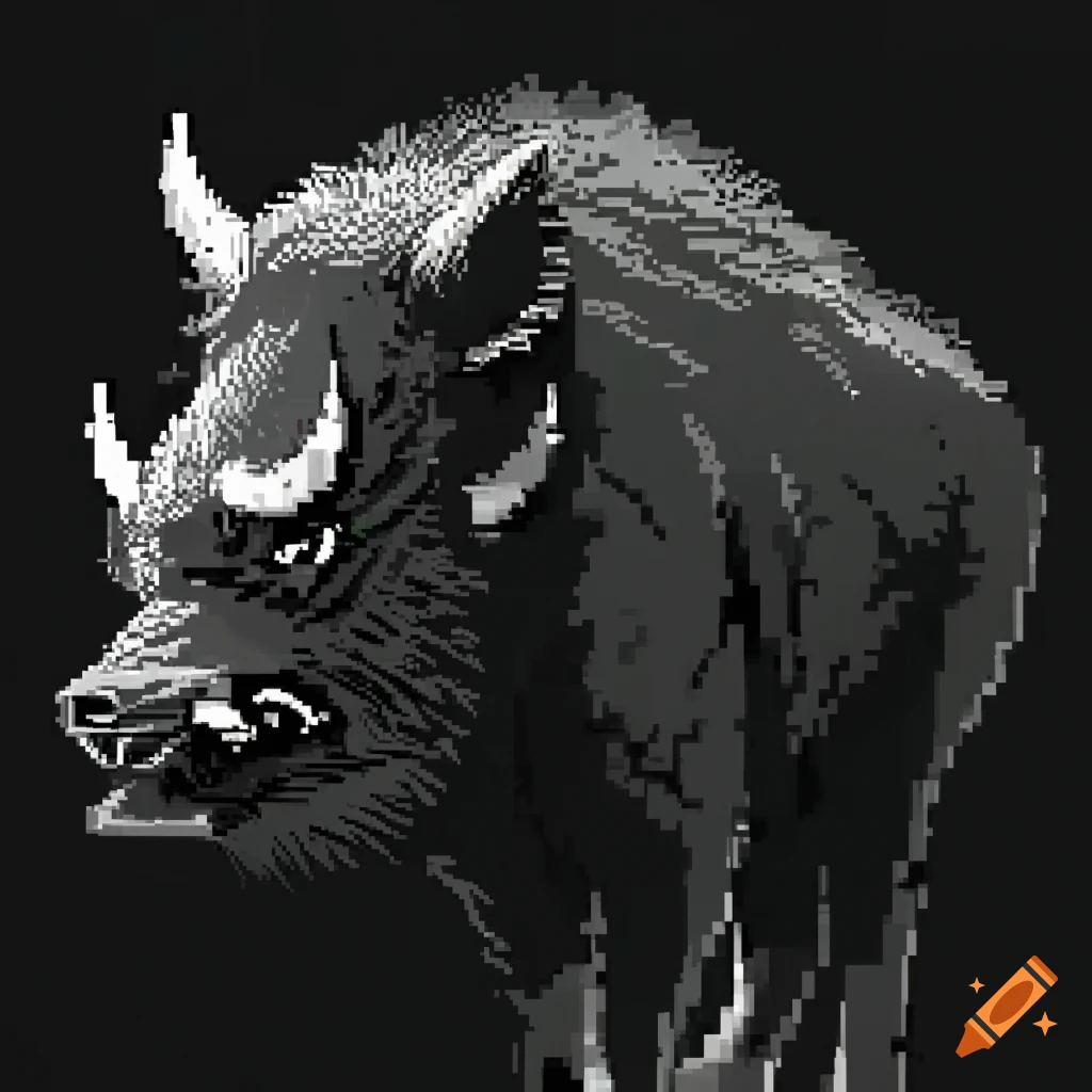 Pixel art of a wild boar on Craiyon
