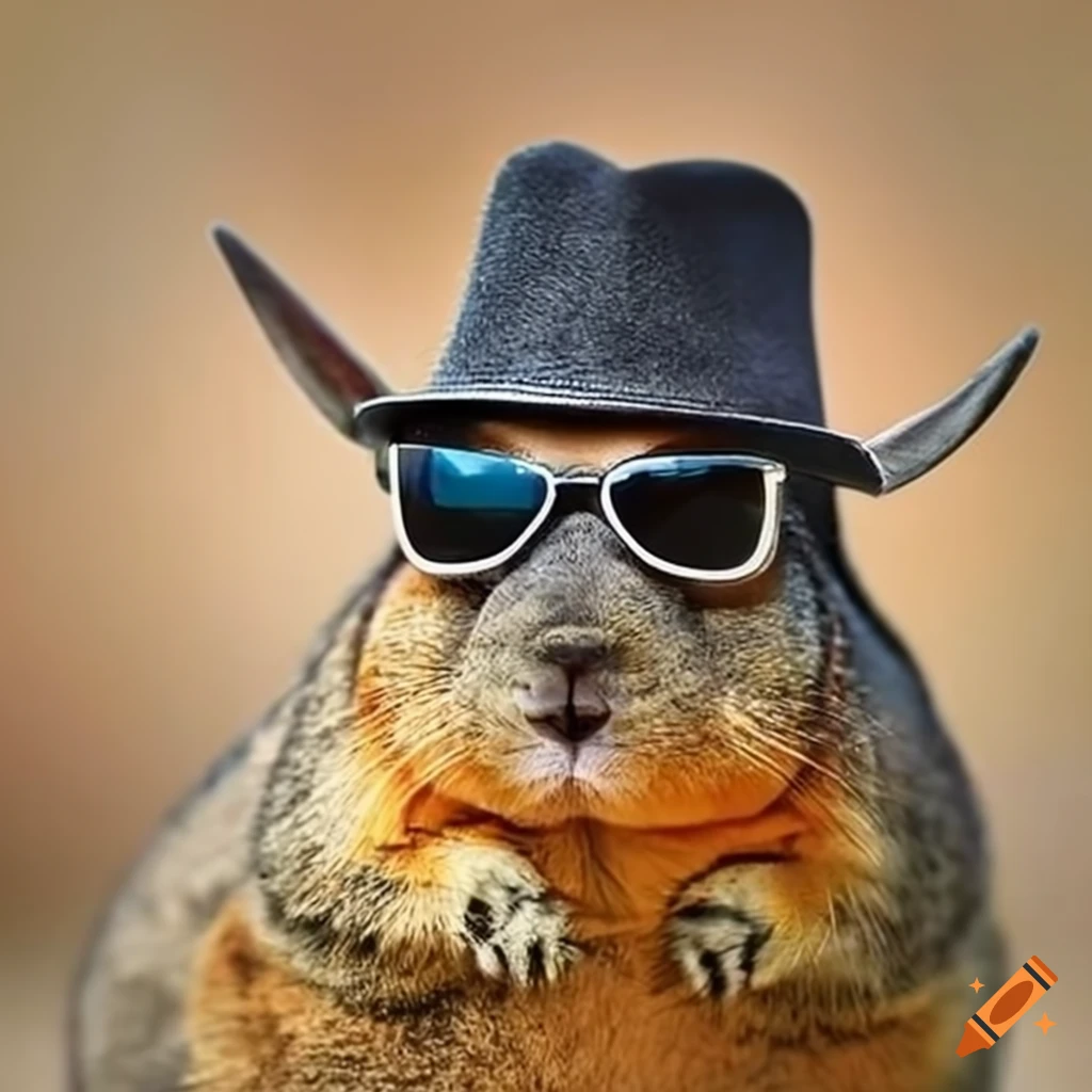 Viscacha wearing a fedora and sunglasses on Craiyon