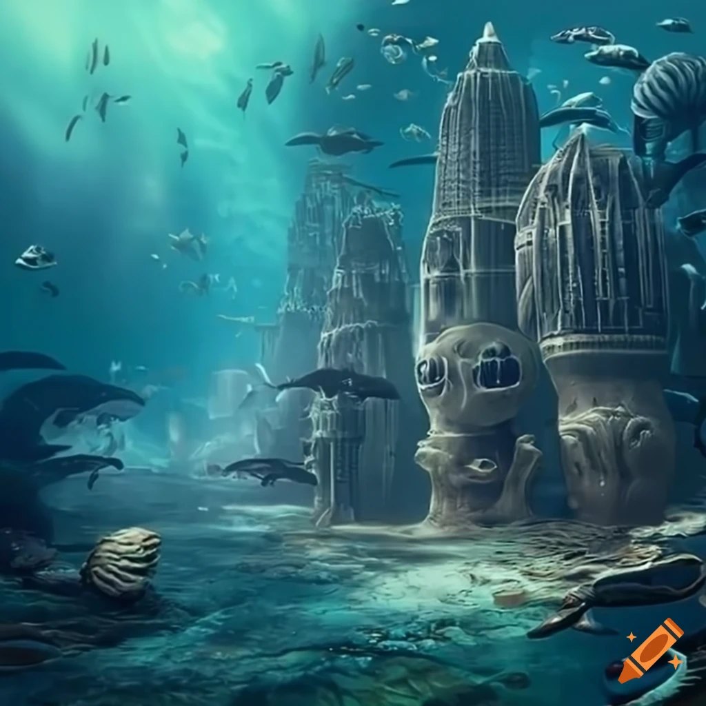 Underwater city with exotic alien life forms and brave female explorers in a fantasy setting on ...